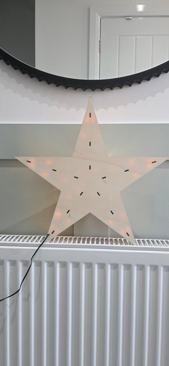Bespoke wooden Star light Christmas decoration. – LaserGiftsuk
