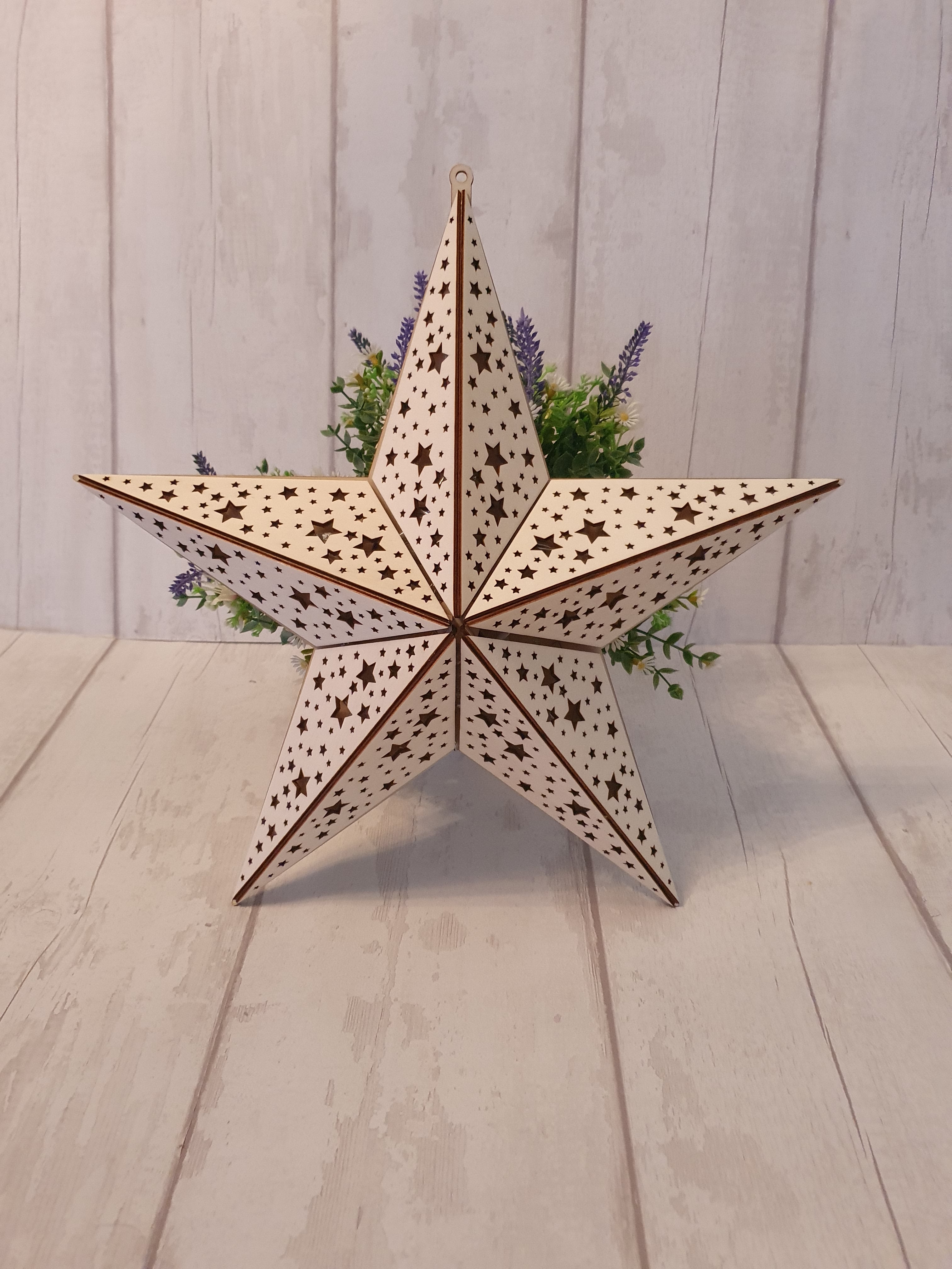 Bespoke wooden Star light Christmas decoration. – LaserGiftsuk